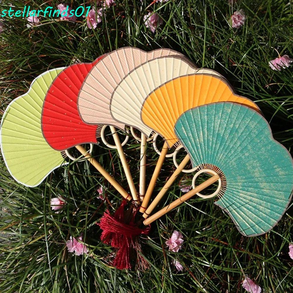 STELLARFIND พัดลมกระดาษข้าว, แบบพกพาสองด้าน Ginkgo รอบพัดลม, Cheongsam ...