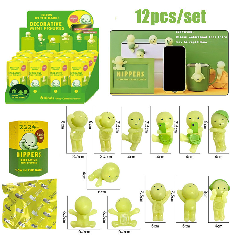 Mini Hipper Smiski กล่องตาบอดของเล่น 12 ชิ้น Luminous จี้ Action Figure ...
