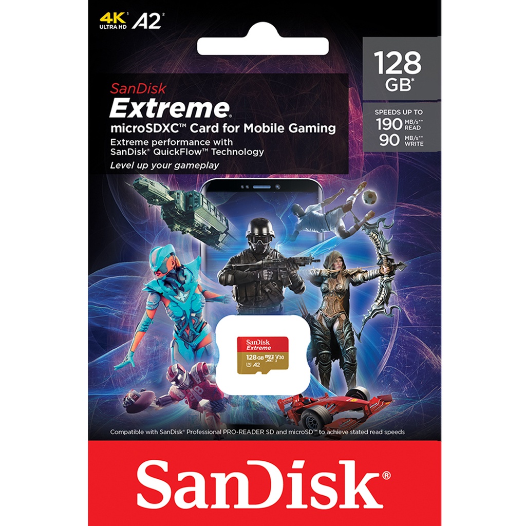 SANDISK EXTREME Micro SD Card 256GB 128GB 64GB SDXC A2 U3 R/W 190/90mb/s* (SDSQXAV) Nintendo ...