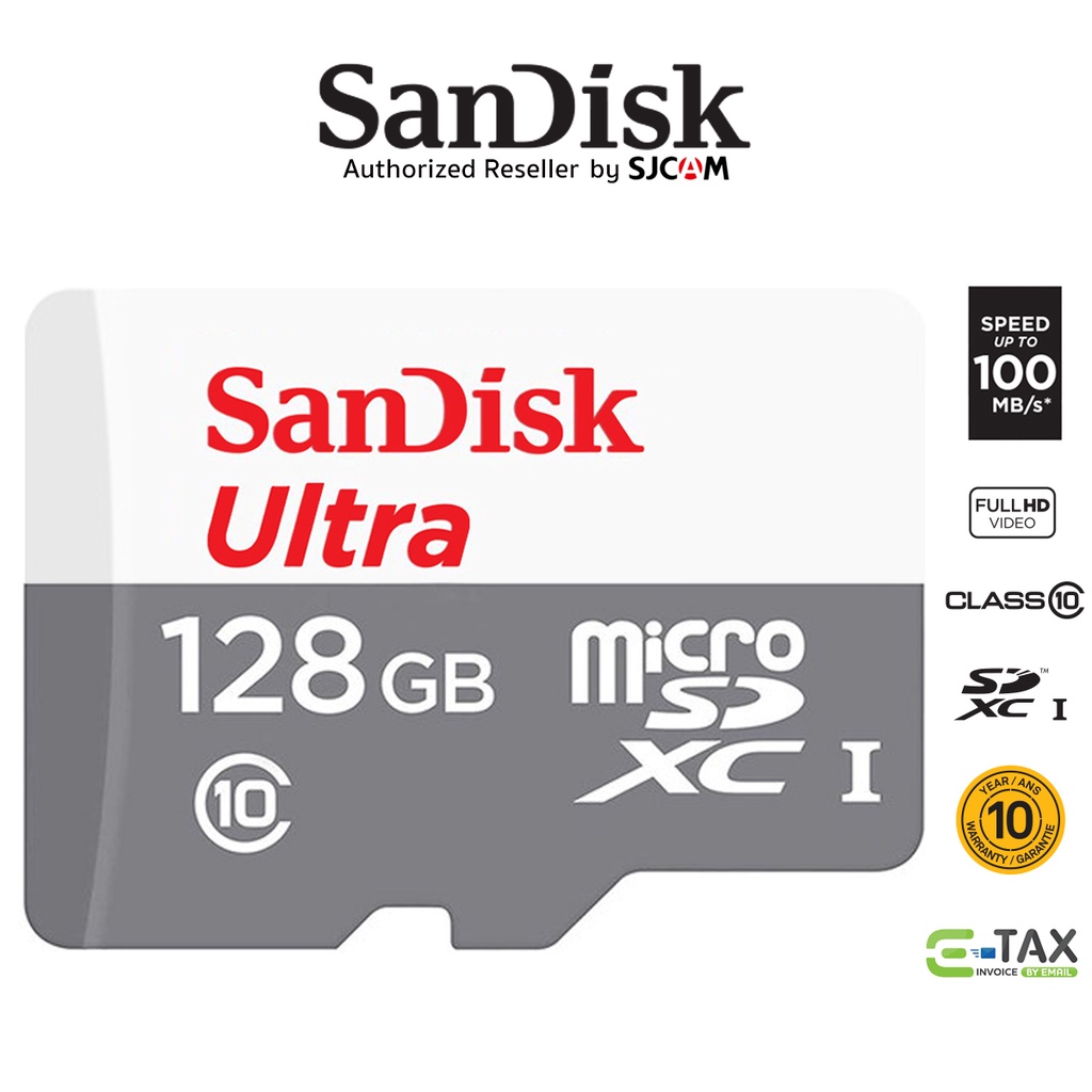 SanDisk Ultra Micro SD Card Class10 128GB SDXC 100MB/s (SDSQUNR-128G-GN6MN) ประกันSynnex 7 ปี ...