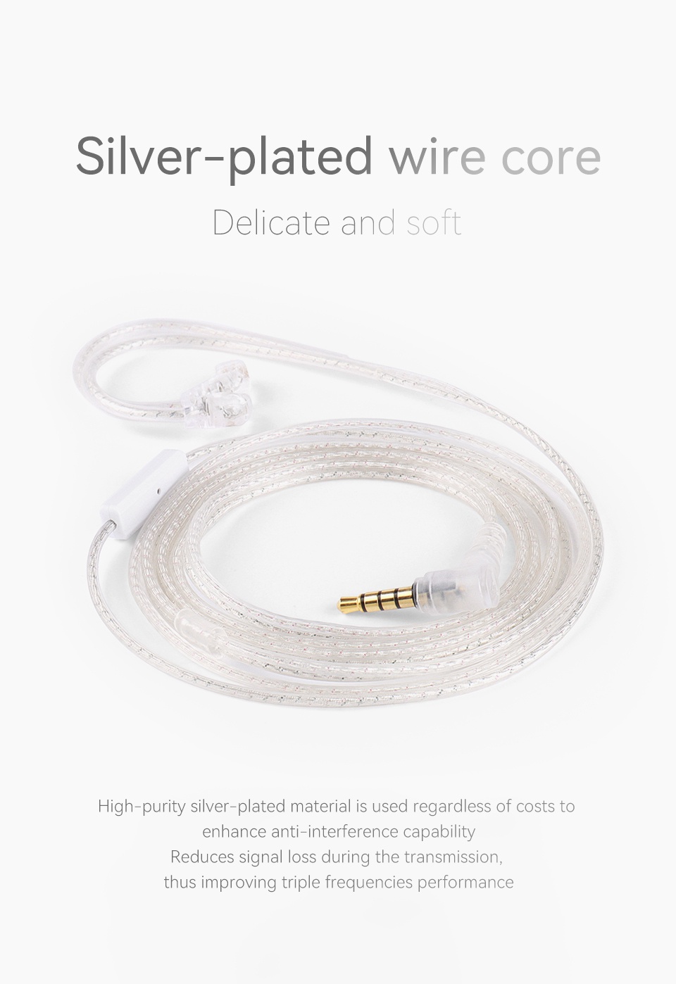 Qkz A2 ความบริสุทธิ์สูงเงิน QDC KZ C Pin หูฟังอัพเกรดสายสําหรับ Castor ...