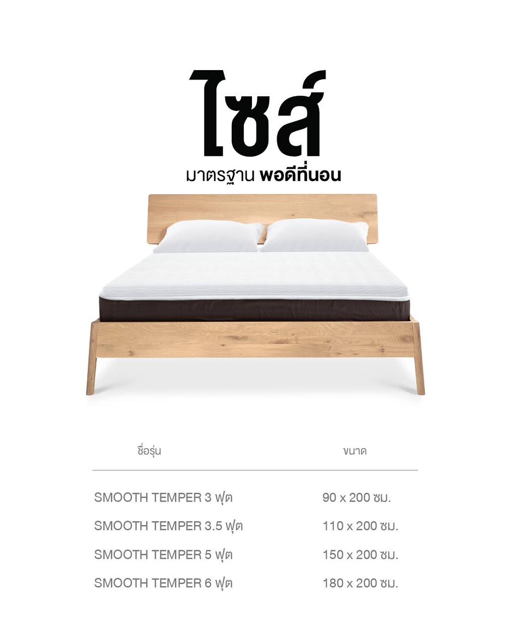 SiamLatex ที่นอนยางพาราแบบเย็น รุ่น Smooth Tempur ผลิตจากยางพาราและคูล ...