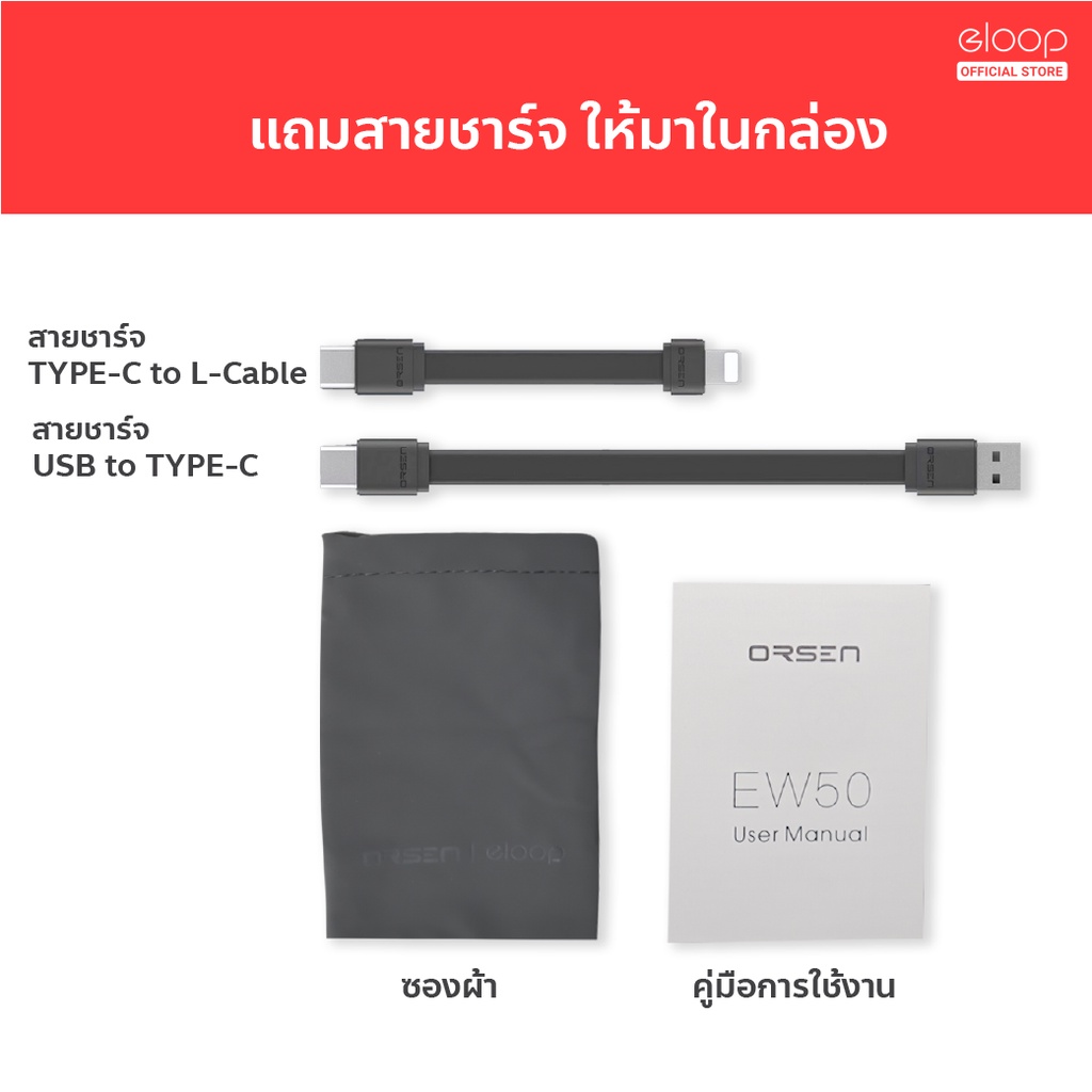 [575บ. โค้ดคุ้ม] Orsen by Eloop EW50 แบตสำรองชาร์จไร้สาย 4200mAh ...