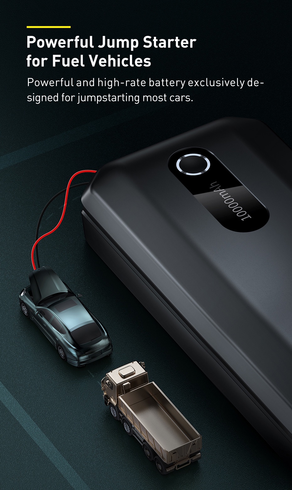 Baseus 8000mAh Car Jump Starter Power Bank 1000A 12V Portable Battery ...