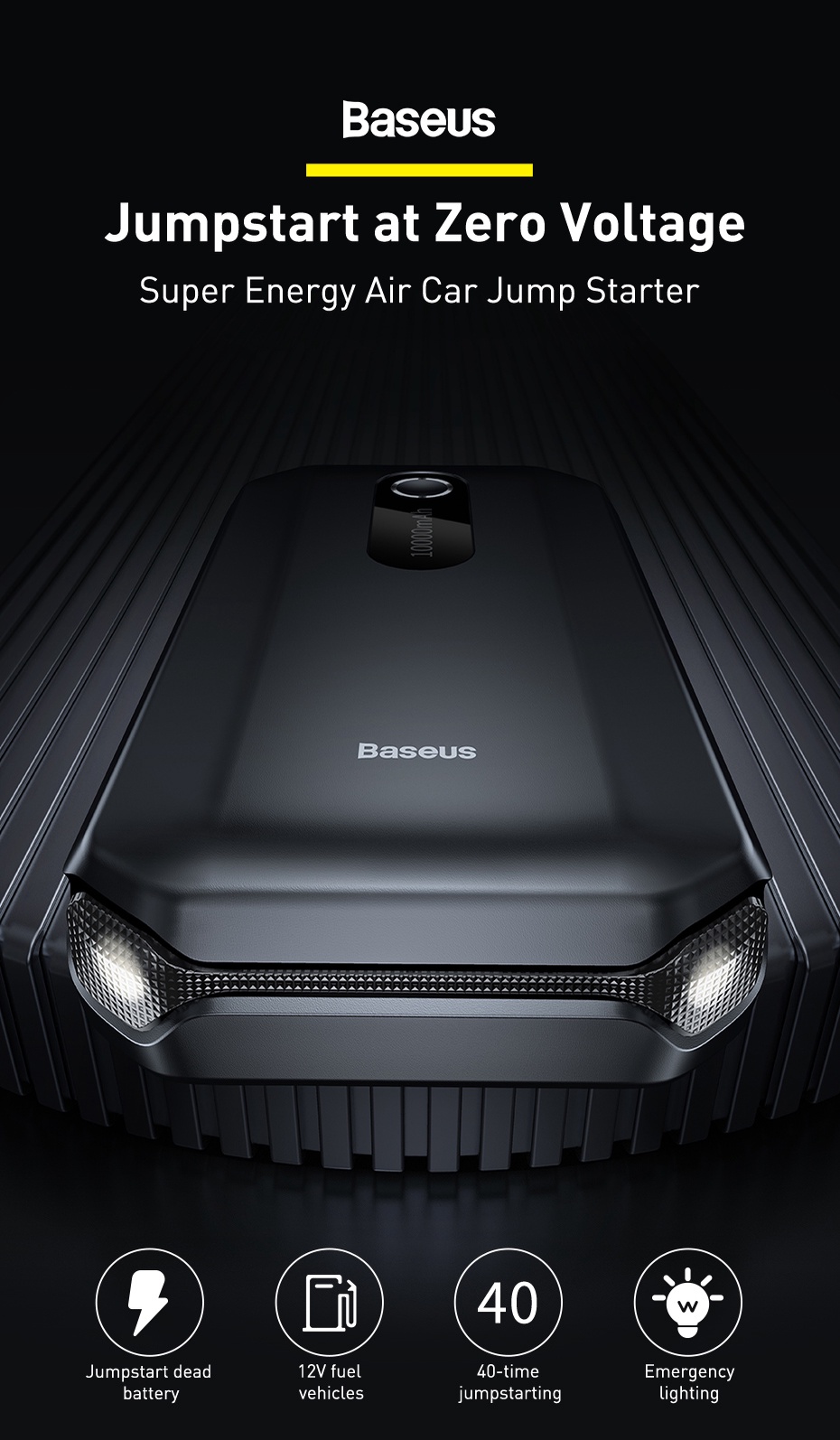 Baseus 8000mAh Car Jump Starter Power Bank 1000A 12V Portable Battery ...