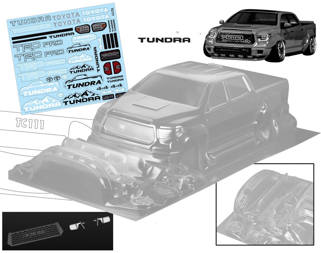 1/10 PC RC SHELL Body TOYOTA Tundra รถกระบะ 200 มม.ความกว้างคลาสสิก ...