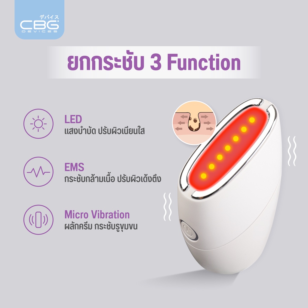 CBG Devices Skin Warp เครื่องมินิไฮฟู นวดยกกระชับ พร้อมแสงบำบัด EMS+LED ...