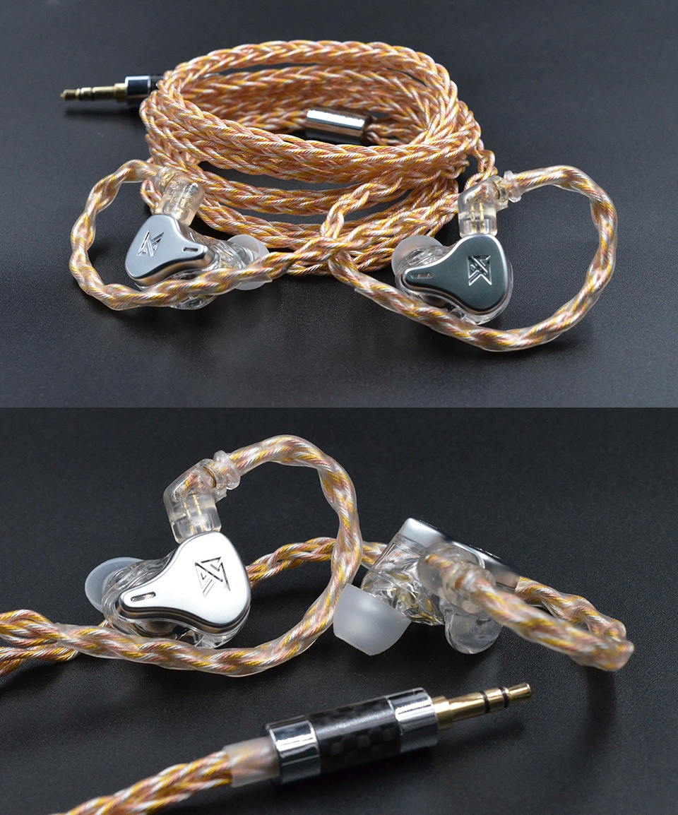 KZ Earphones Cable 8 Core Gold Silver Copper Mixed Upgrade Cable 2Pin 3 ...