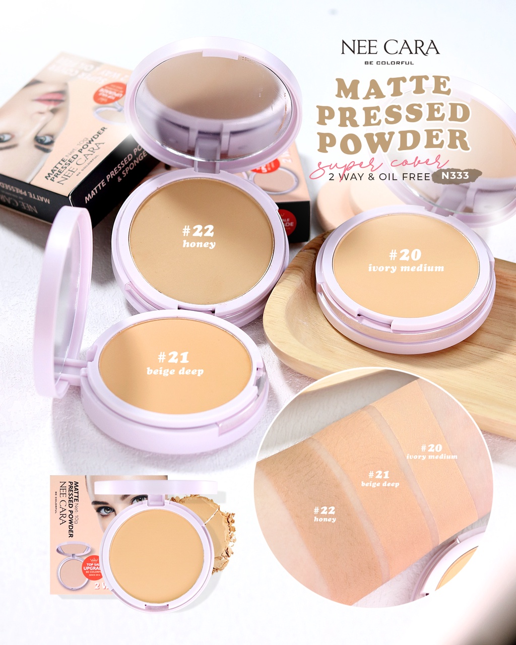 NEE CARA นีคาร่า แป้งพัฟทูเวย์ N333 BE COLORFUL MATTE PRESS POWDER ...