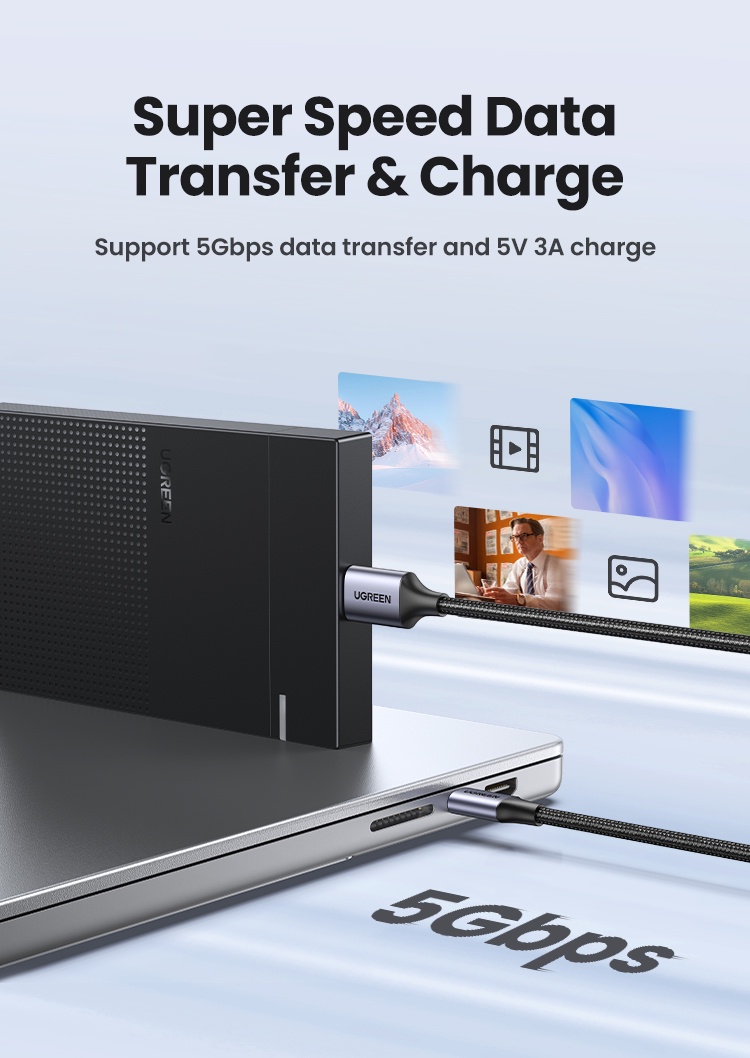 Ugreen USB C to Micro B 3.0 สายเคเบิ้ล 5Gbps 3A Fast Sync Cord สําหรับ ...