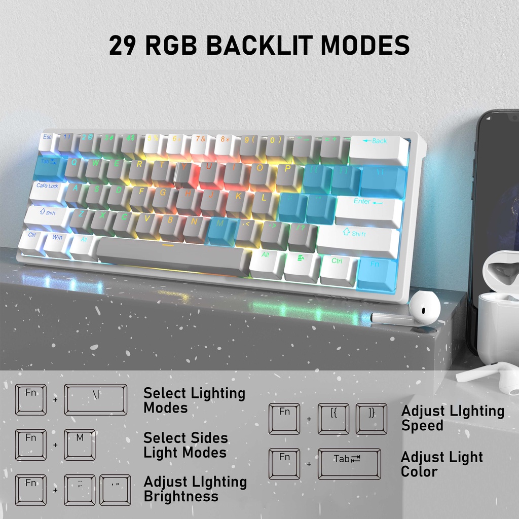 AULA F3261 61 คีย์คีย์บอร์ดแบบมีสาย RGB Hot Swappable คีย์บอร์ดเกมขนาด ...