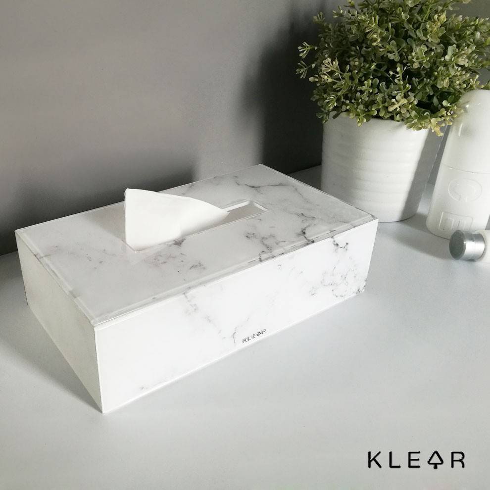 KlearObject Marble Tissue Box-L กล่องทิชชู่ลายหินอ่อน ผลิตจากอะคริลิคเกรด A เงางาม วัสดุพรีเมี่ ...