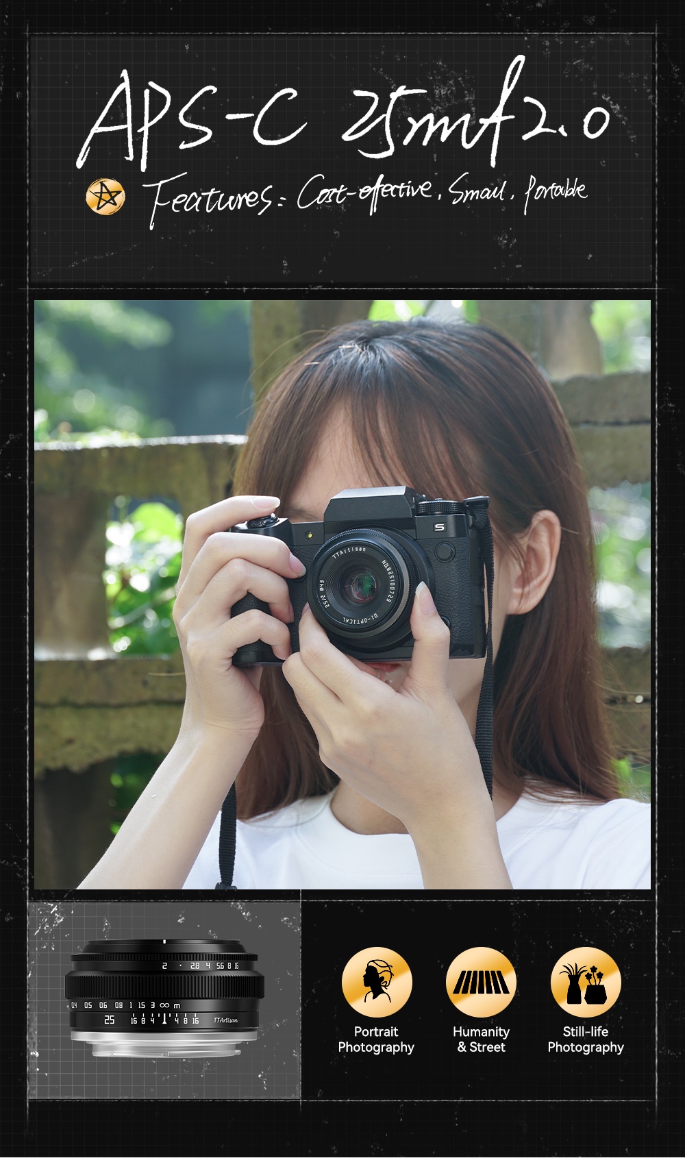 Ttartisan เลนส์กล้อง 25 มม. F2 สําหรับ Sony E Mount a6400 Fujifilm XA XT4 XT30 Canon M50 R7 R10 ...