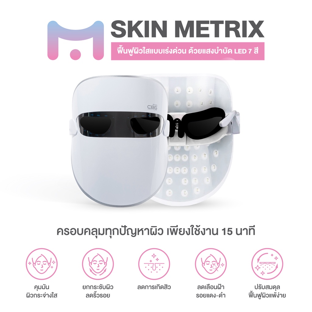 CBG Devices Skin Metrix Mask หน้ากากแสงบำบัด LED 7 สี รุ่นใหม่ล่าสุด (SMM) | Shopee Thailand