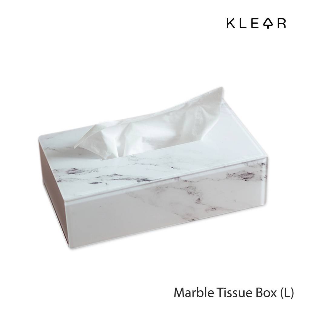 KlearObject Marble Tissue Box-L กล่องทิชชู่ลายหินอ่อน ผลิตจากอะคริลิคเกรด A เงางาม วัสดุพรีเมี่ ...