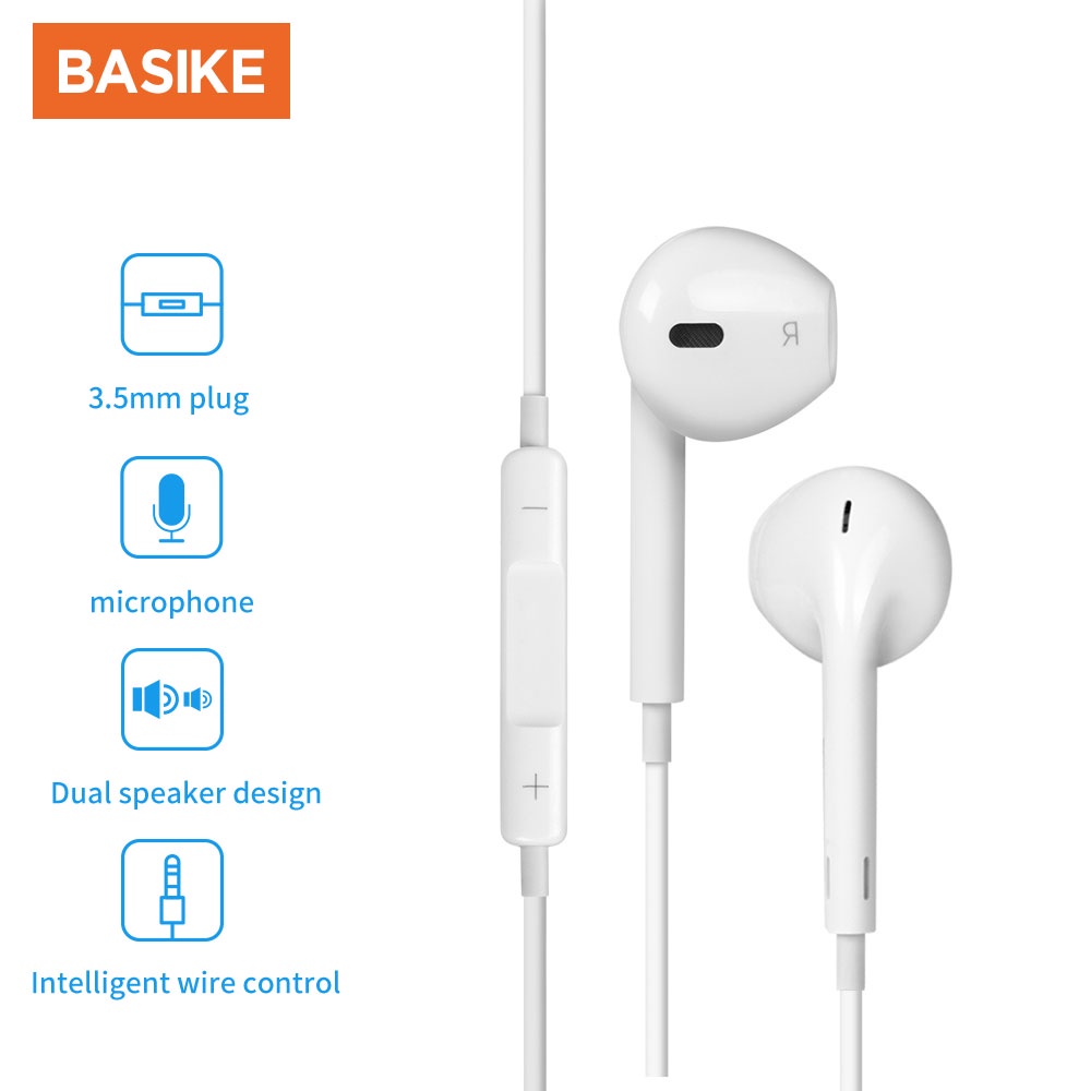 BASIKE หูฟัง Earphones Wired 3.5mm/Type C/iP หูฟังอินเอียร์ หูฟังเบส ...