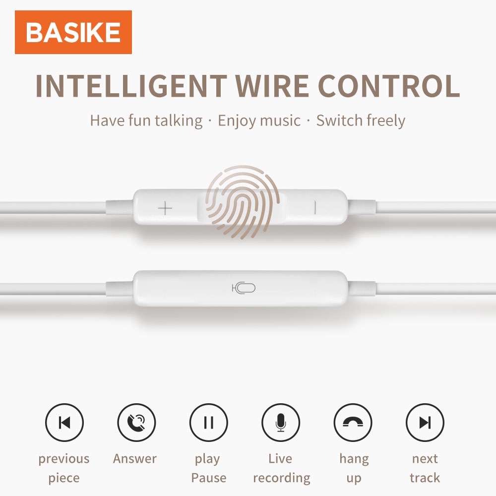 BASIKE หูฟัง Earphones Wired 3.5mm/Type C/iP หูฟังอินเอียร์ หูฟังเบส ...