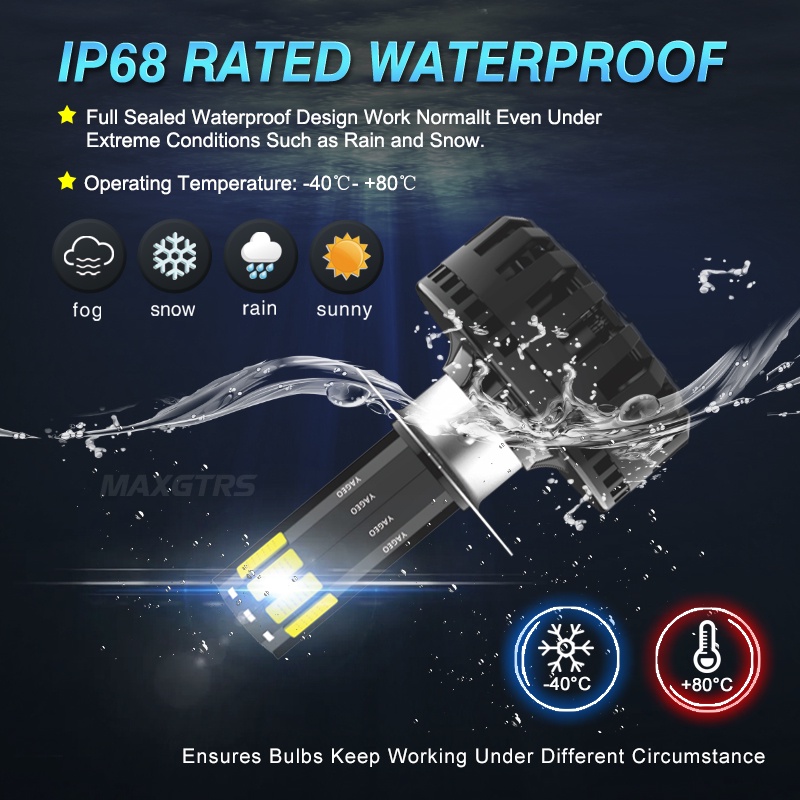 Maxgtrs หลอดไฟหน้ารถมอเตอร์ไซค์ สกูตเตอร์ LED DC 11V-60V 8000LM 60W H4 ...