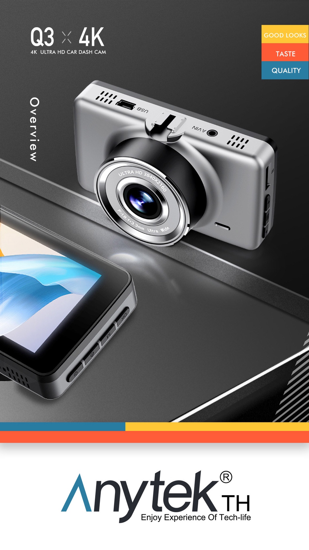 Anytek Thailand กล้องติดรถยนต์ Anytek รุ่น Q3 Dual Camera ความละเอียด ...