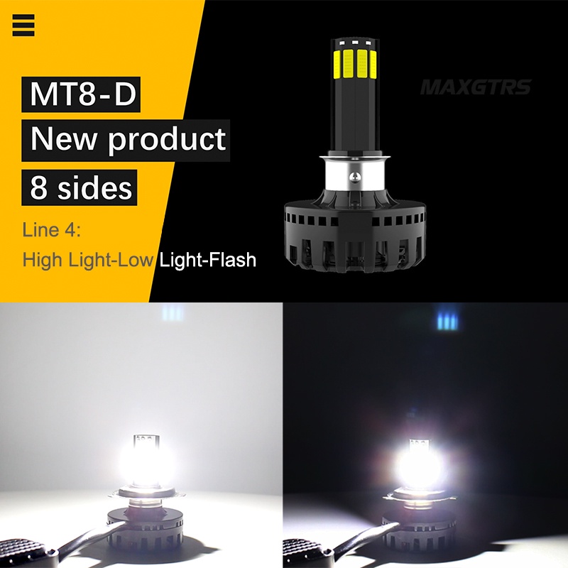 Maxgtrs หลอดไฟหน้ารถมอเตอร์ไซค์ สกูตเตอร์ LED DC 11V-60V 8000LM 60W H4 ...