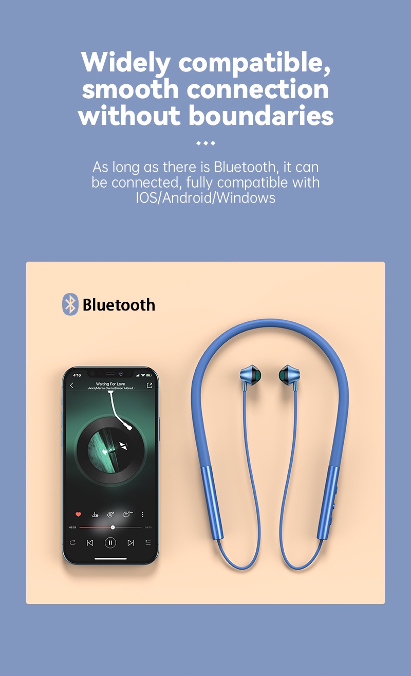 KIVEE หูฟังไร้สายบลูทู ธ TWS Neck Band หูฟังพร้อมไมโครโฟนหูฟังกีฬาเบส ...