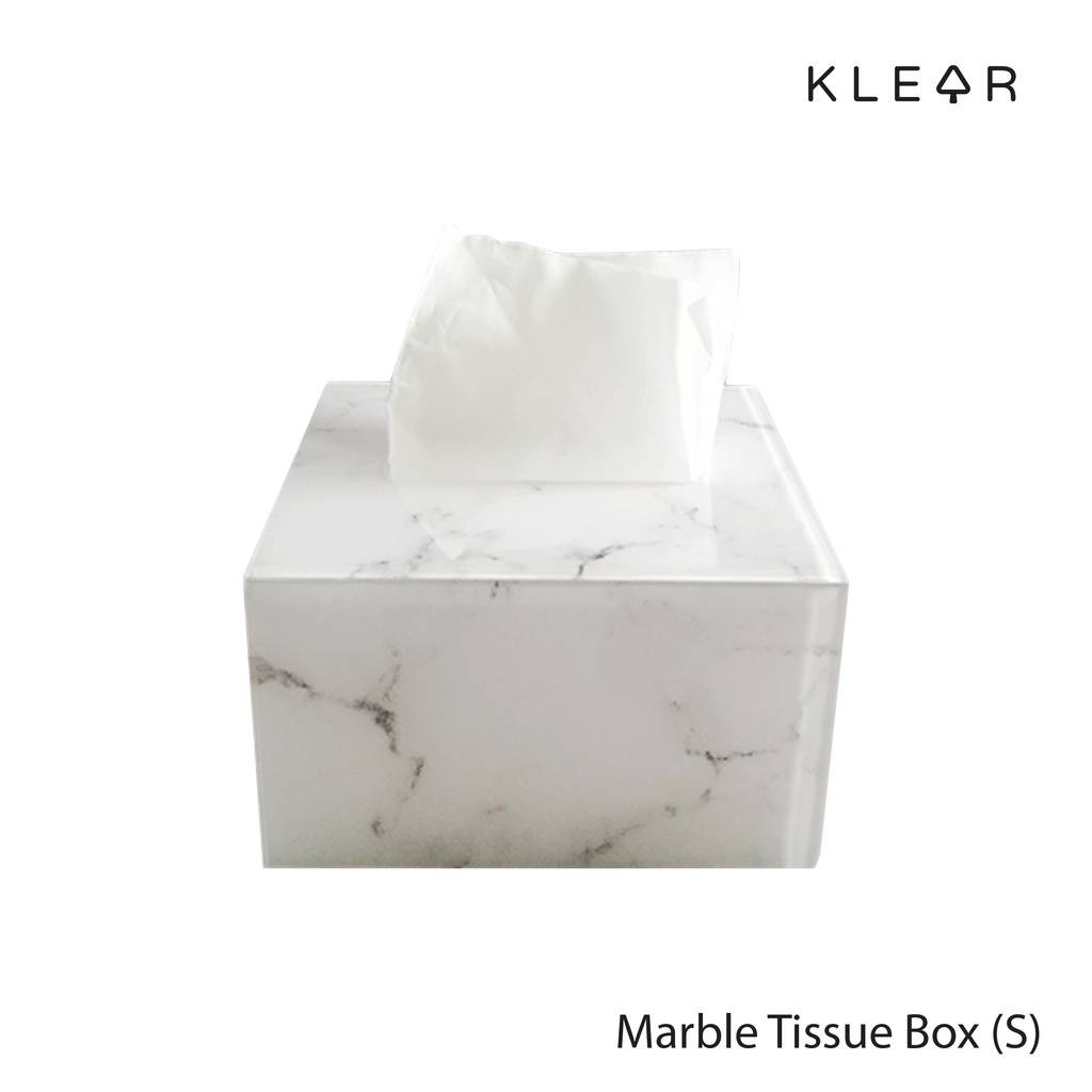 KlearObject Marble Tissue Box-S กล่องทิชชู่อะคริลิค กล่องใส่กระดาษทิชชู่ กล่องทิชชู่ POPUP ...