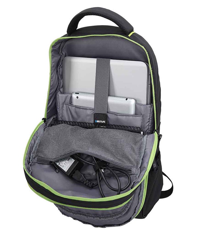 Bestlife 15.6 นิ้ว Compact Backpack สีดํา ขอบเขียว -BLB-3080G - ขนาด ...