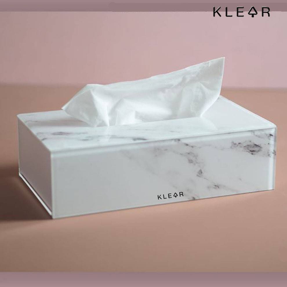 KlearObject Marble Tissue Box-L กล่องทิชชู่ลายหินอ่อน ผลิตจากอะคริลิคเกรด A เงางาม วัสดุพรีเมี่ ...