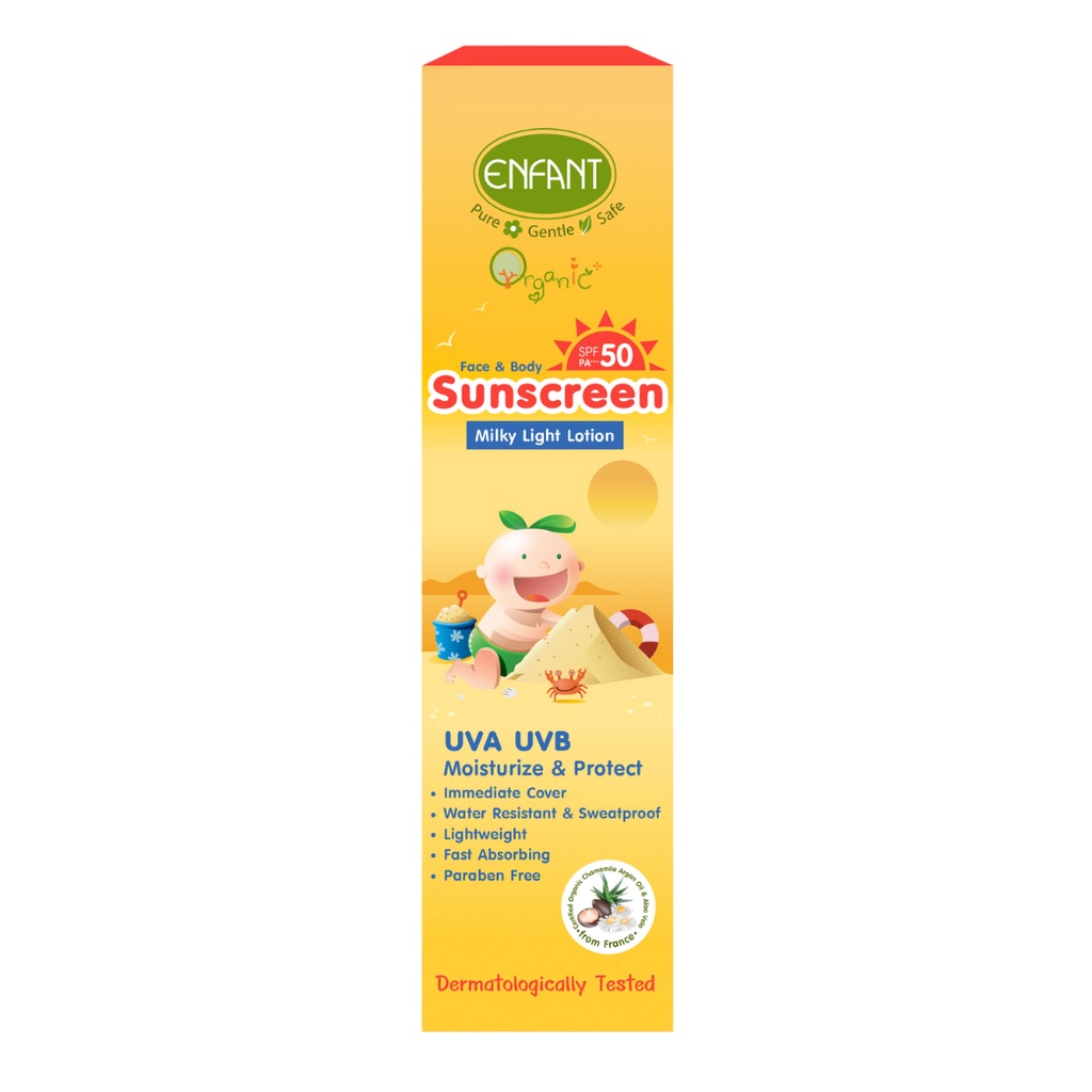 Enfant (อองฟองต์) Organic Plus Face & Body Sunscreen Milky Lotion SPF ...