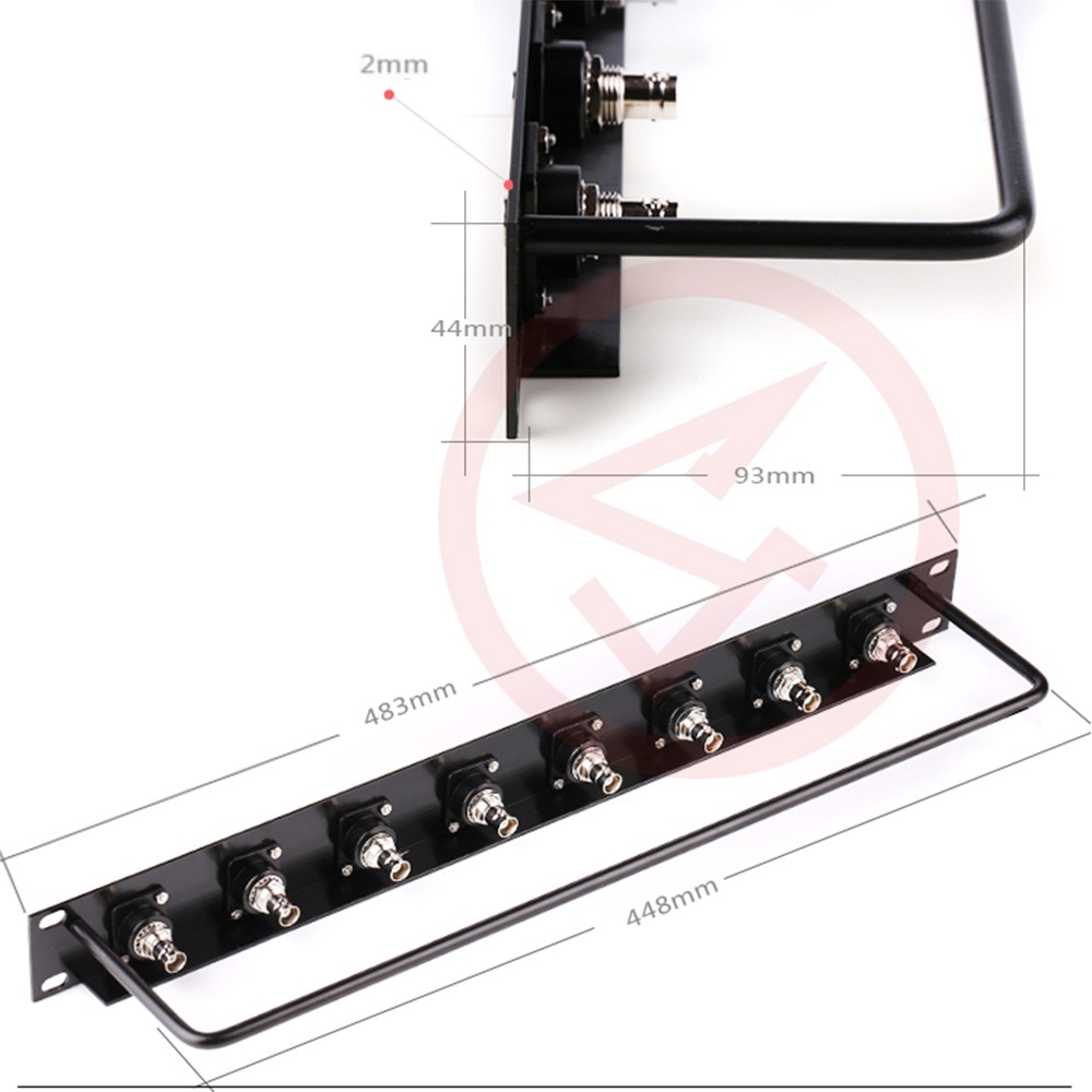 แผงเชื่อมต่อจัมเปอร์วิดีโอ HD-SDI 3G-SDI BNC 1U Rack Patch Panel 4 8 12 ...