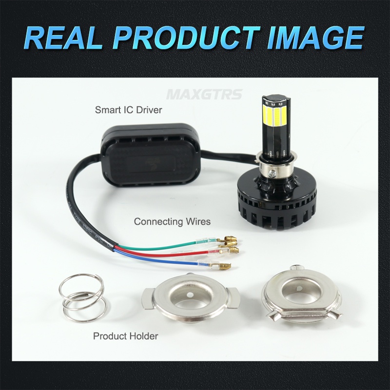 Maxgtrs หลอดไฟหน้ารถมอเตอร์ไซค์ สกูตเตอร์ LED DC 11V-60V 8000LM 60W H4 ...