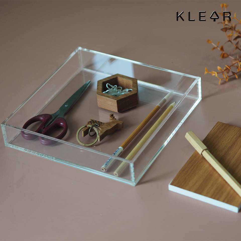 KlearObject Square Tray (L) ถาดอะคริลิคใส ถาดใส่ของ ขนาด 21x21x4 cm. ถาดอะคริลิคใส ถาดสีใส ถาด ...