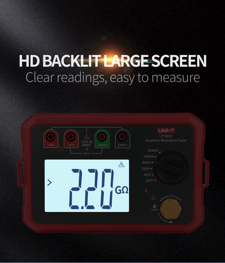 Uni-t เครื่องวัดความต้านทานดิจิทัล UT501 502C 100-1000V โอห์ม | Shopee ...