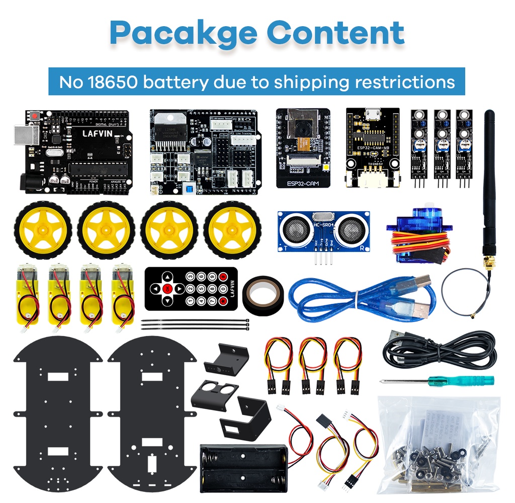 Lafvin Uno R3 ชุดหุ่นยนต์รถยนต์อัจฉริยะ Esp32 Wifi ของเล่นเสริมการเรียนรู้เด็ก สําหรับ Arduino