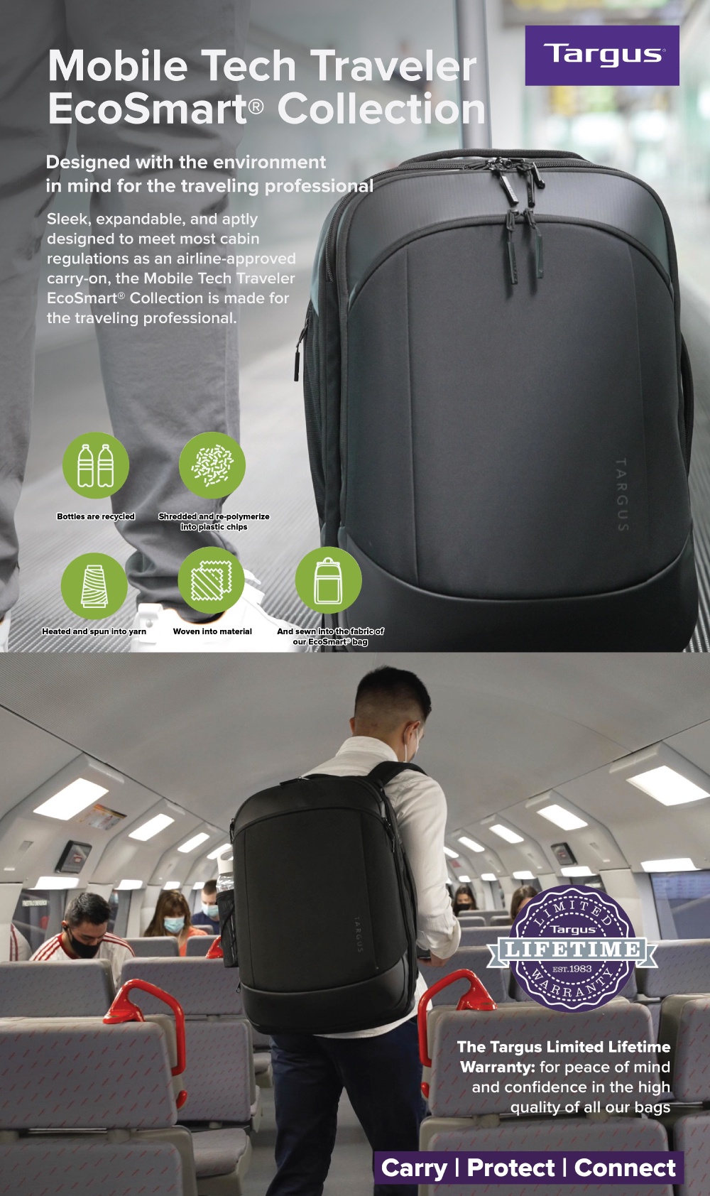 Targus EcoSmart Mobile Tech Traveler XL Backpack (TBB612) กระเป๋าเป้ ...