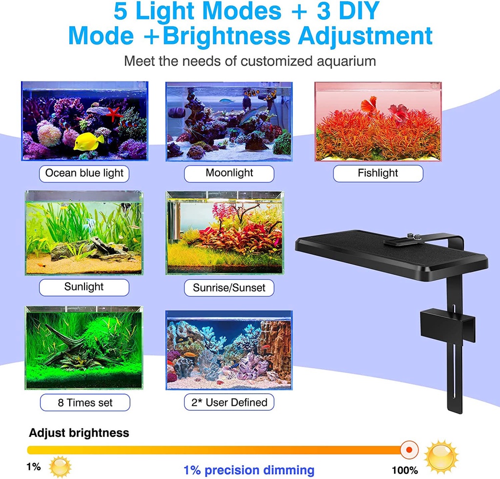 （การจัดส่งที่รวดเร็ว)38w Smart App LED Aquarium Light RGB Pro LEDs ...