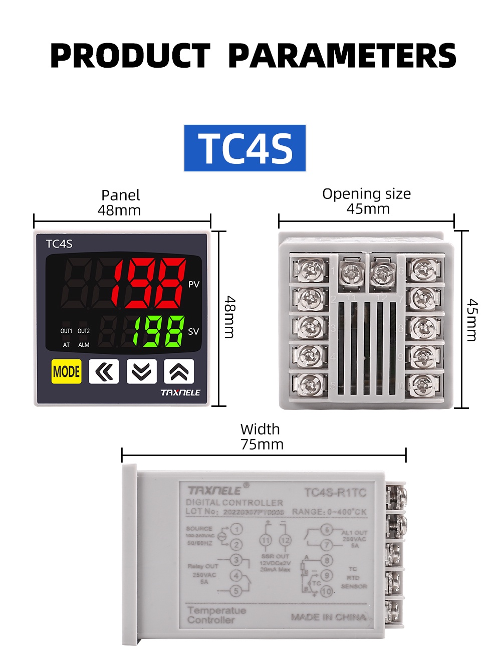 Taxnele Digital PID Thermostat อินพุตสากล TC4S TC4H TC4L TC4M เครื่องควบคุมอุณหภูมิ 220V ...