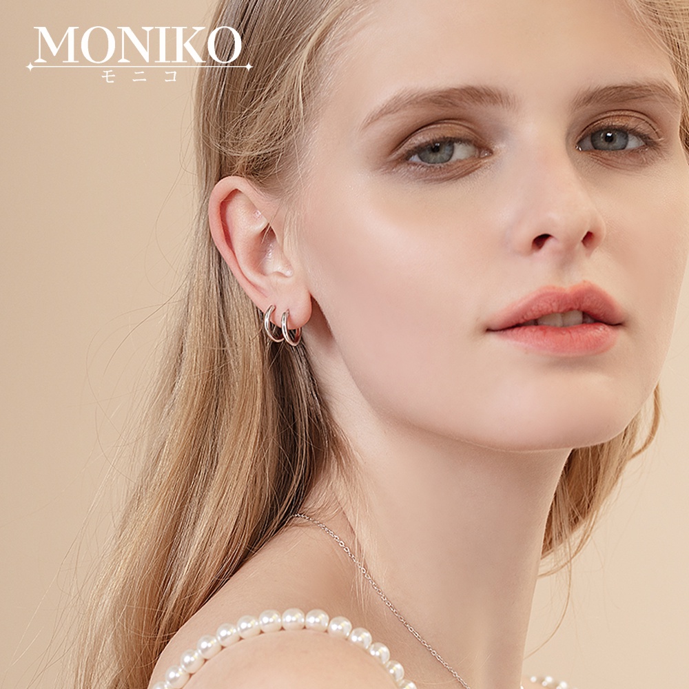 MONIKO ต่างหูสแตนเลสทรงกลม ต่างหูผู้ชายและผู้หญิง | Shopee Thailand