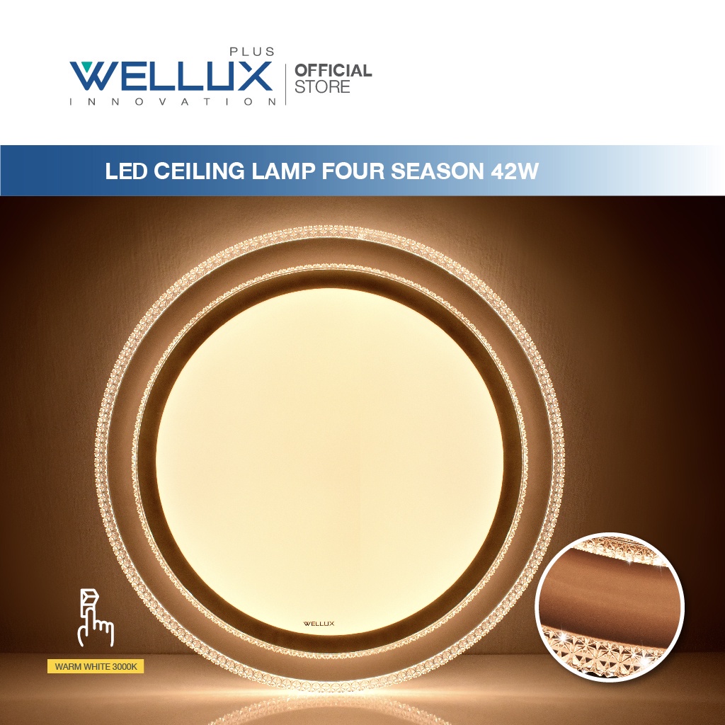 WELLUX โคมไฟเพดานติดลอย 3 แสง 42W มีรีโมท LED Multi-Smart Ceiling Lamp ...