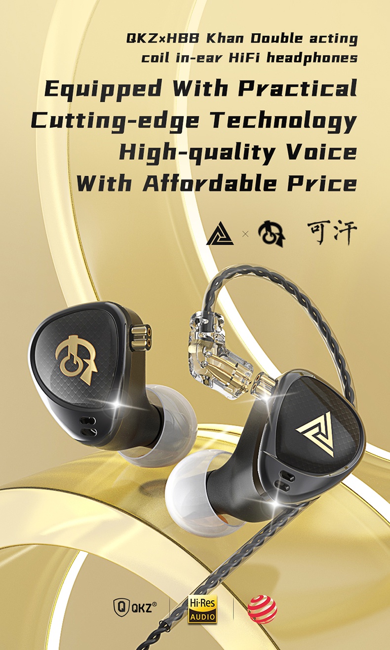QKZ x HBB Khan 2 DD Driver HiFi Earphone In Ear Monitor IEM 3D Printed ...