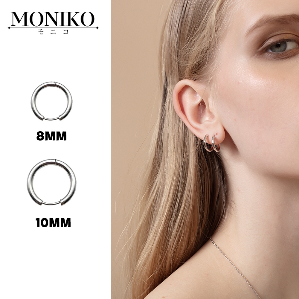 MONIKO ต่างหูสแตนเลสทรงกลม ต่างหูผู้ชายและผู้หญิง | Shopee Thailand
