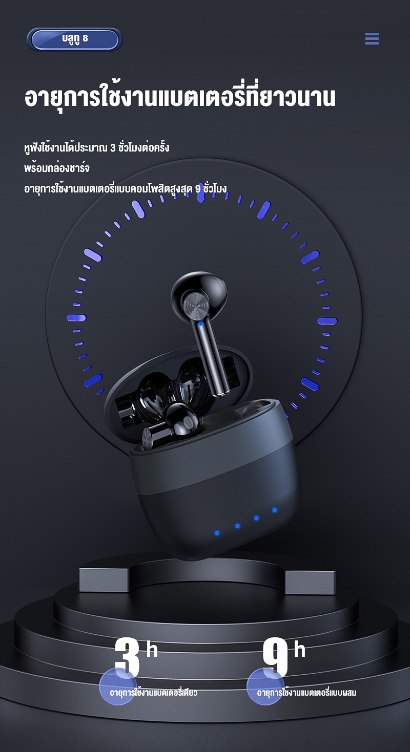 BASIKE Bluetooth Earphone TWS หูฟังเกมมิ่ง หูฟังบลูทูธไร้สาย หูฟัง 5.0 ...