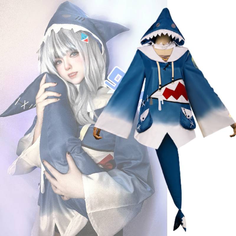 New Hololive Gawr Gura Cosplay Costume ENG Shark Costume for Women Halloween Youtuber Cosplay ...