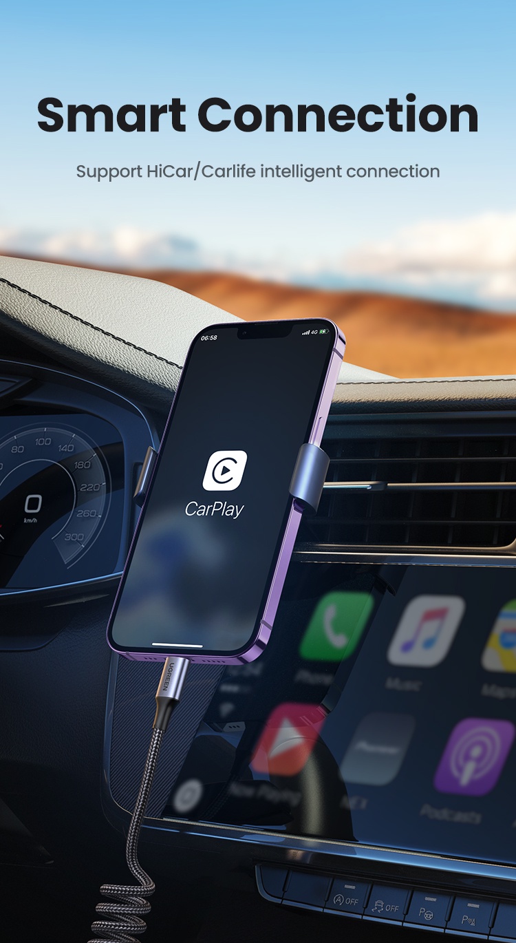 Ugreen สายชาร์จ USB Type C 100W 6A 2A ยืดหยุ่น สําหรับรถยนต์ | Shopee ...