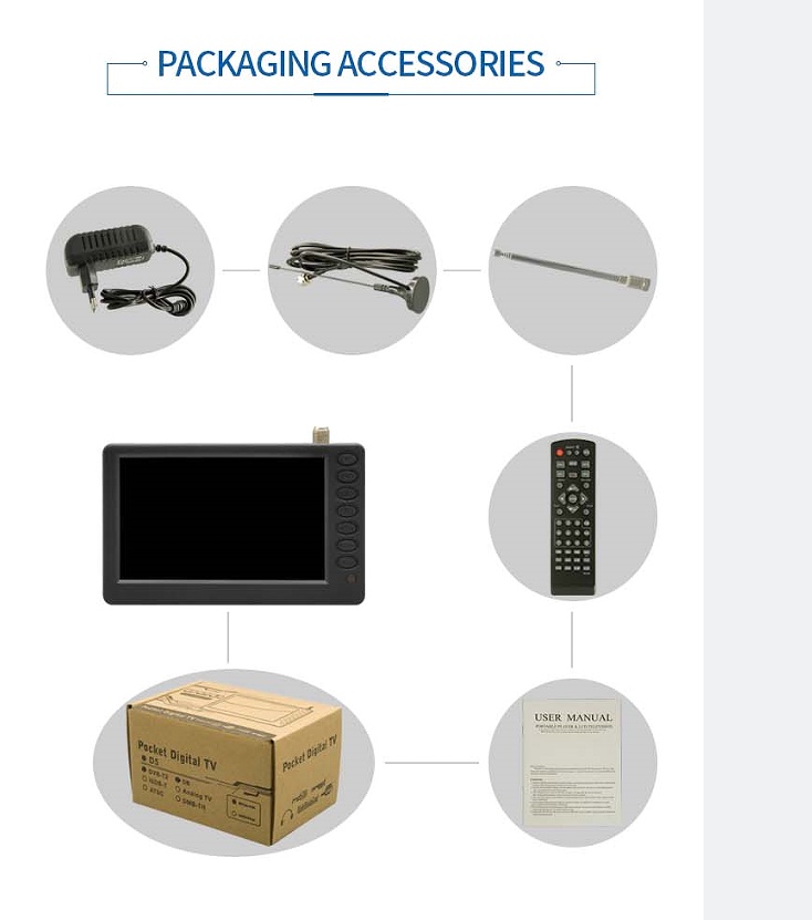 LEADSTAR 5 นิ้วแบบพกพา Mini Digital TV พร้อม DVB-T2 FM ATV USB Playback แบตเตอรี่ในตัวกระเป๋า tv ...