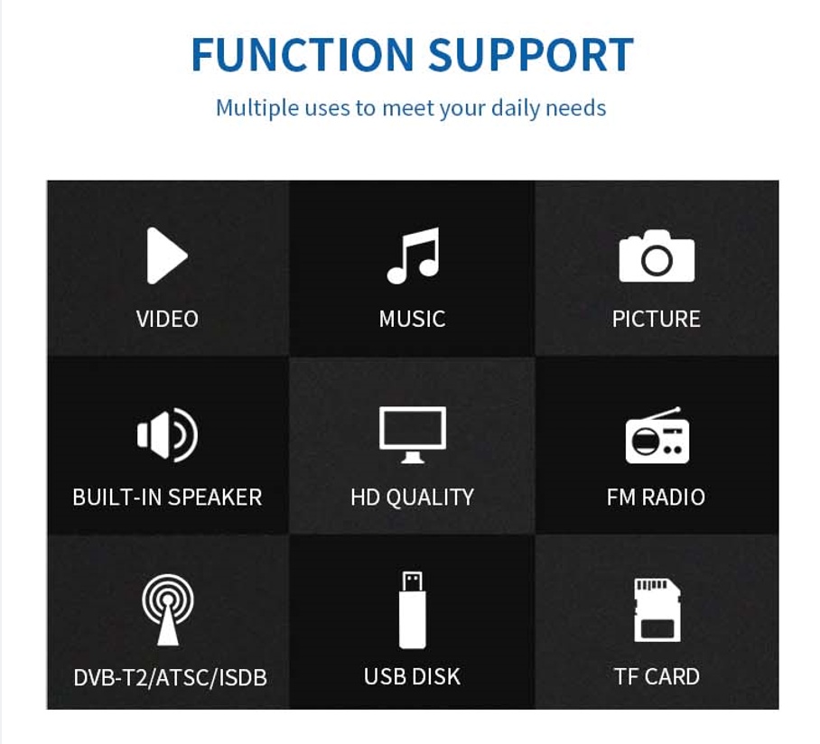LEADSTAR 5 นิ้วแบบพกพา Mini Digital TV พร้อม DVB-T2 FM ATV USB Playback แบตเตอรี่ในตัวกระเป๋า tv ...