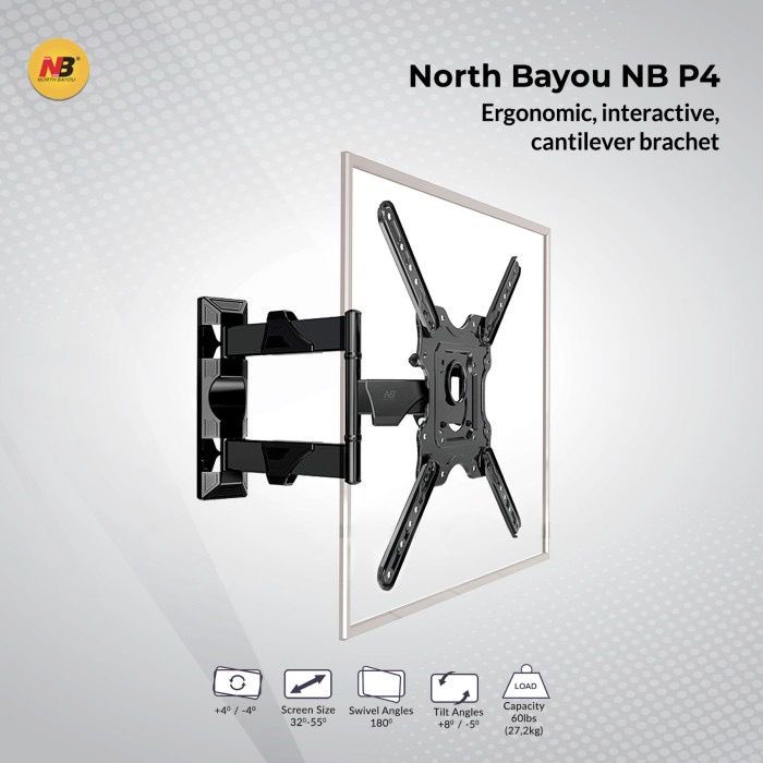 Nb North Bayou TV Rack P4 32 - 55 นิ้วแขนเดี่ยว LCD Led Wall Mount TV ...