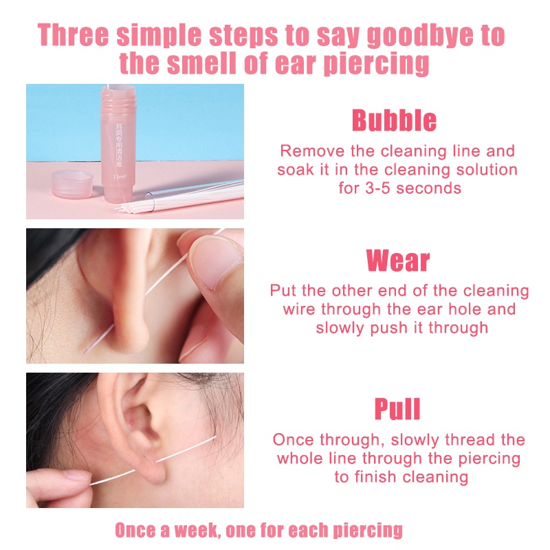 60/70pcs Pierced Ear Cleaning Set Disposable Earrings Hole Cleaner ear ...