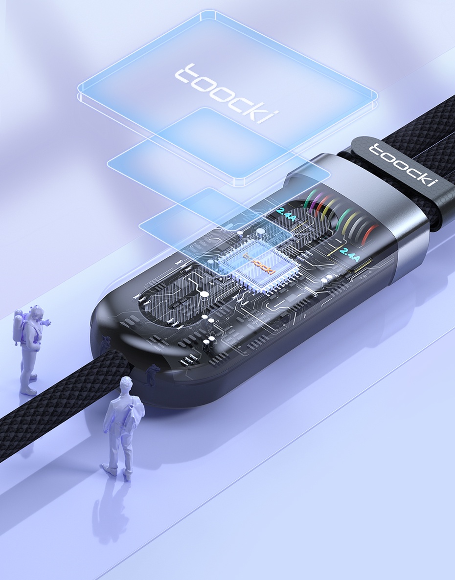 Toocki 3-in-1 สายเคเบิลชาร์จเร็ว 66W 6A USB เป็น Type C Micro 10S 3 หัว ...