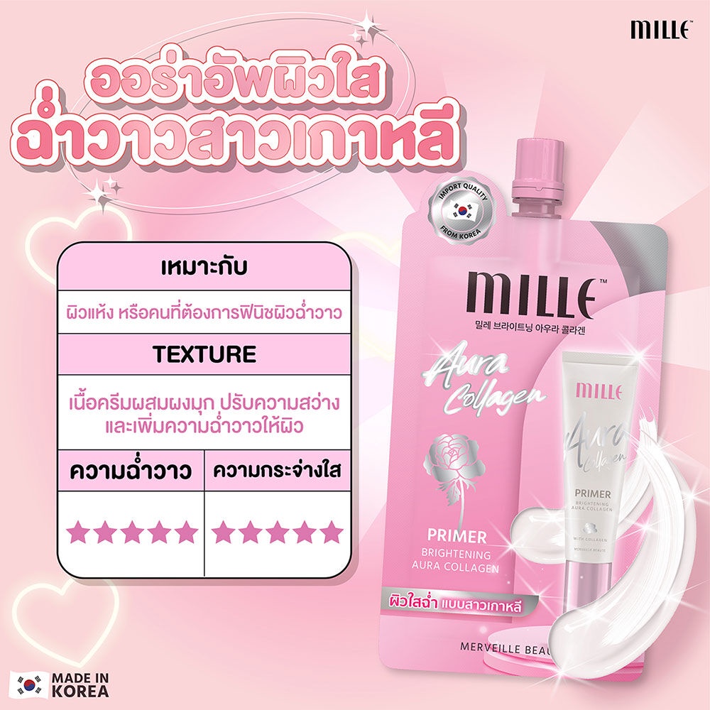 Mille Primer มิลเล่ ผลิตภัณฑ์ไพรเมอร์แบบซอง (Snail Bright Primer ...